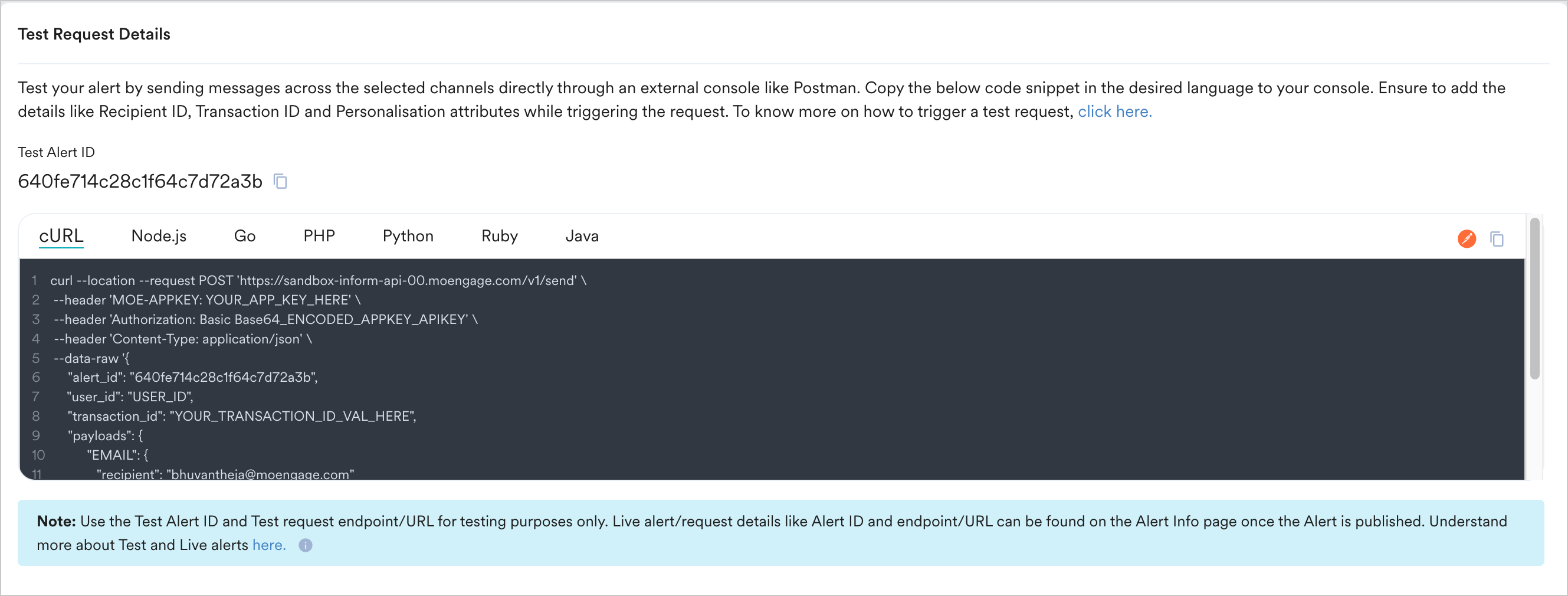 Test Alert User Guide