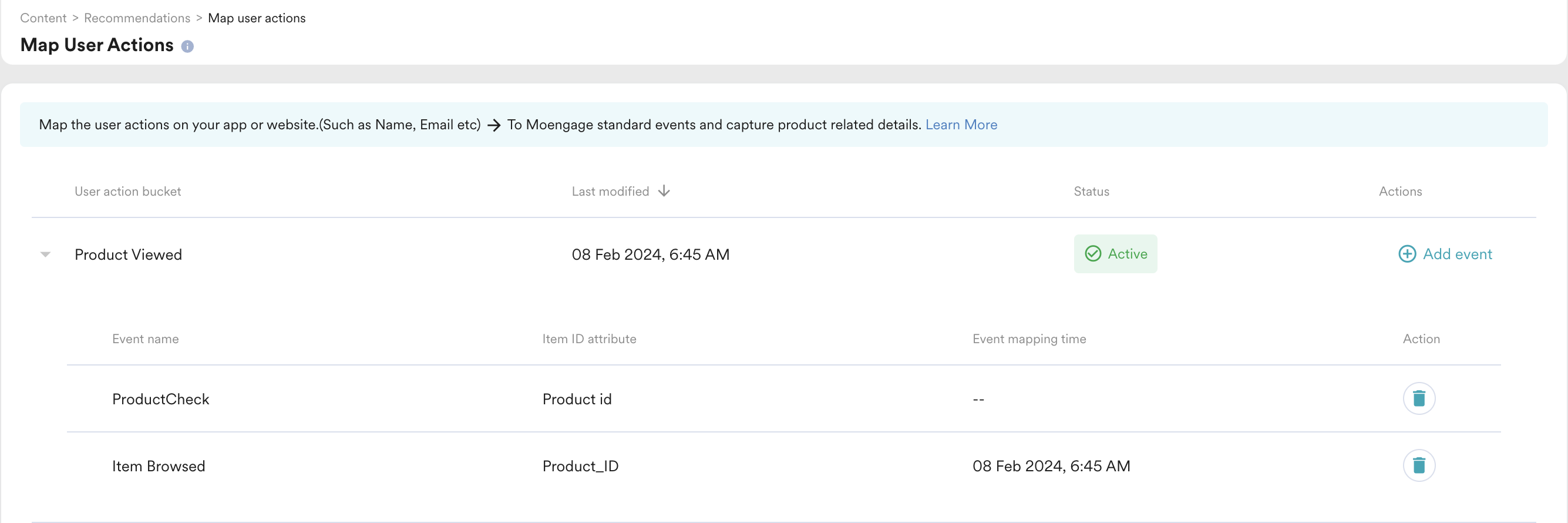 Map User Actions Settings – User Guide